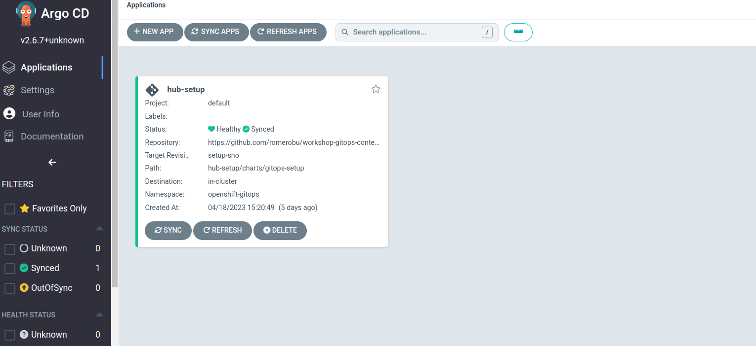 2. Deploy Argo Hub Setup :: GitOps Infrastructure Configuration Workshop
